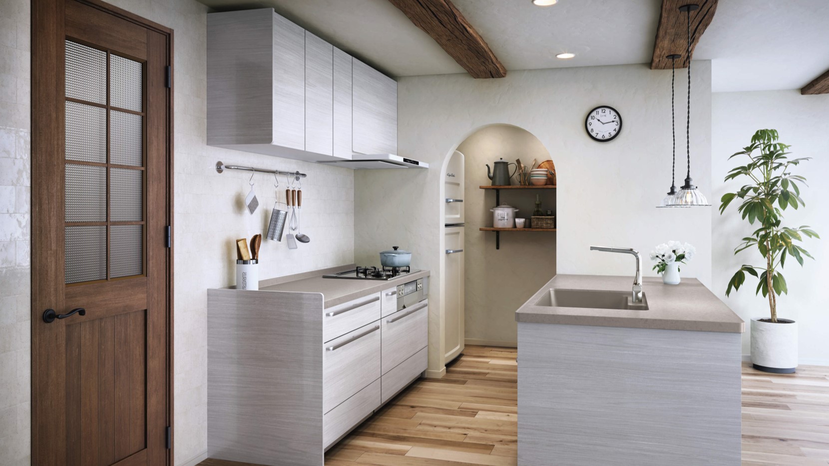 上品な木目でホワイトインテリアにアクセント | いつかキッチンを選ぶ日に。｜クリナップ